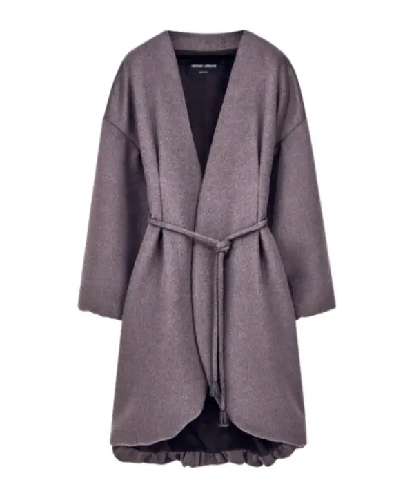 Giorgio Armani Llama Wool Caban Coat With Deep V-neckline