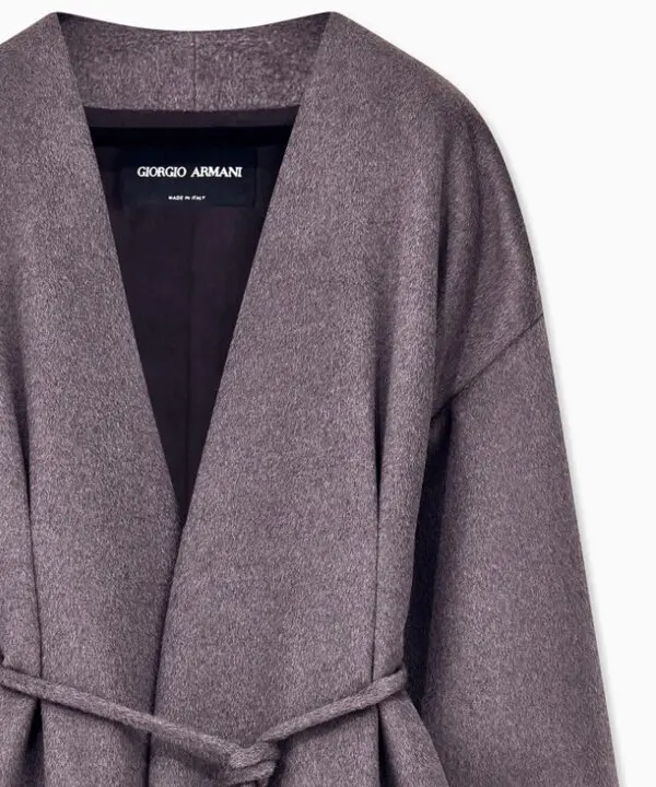 Giorgio Armani Llama Wool Caban Coat With Deep V-neckline
