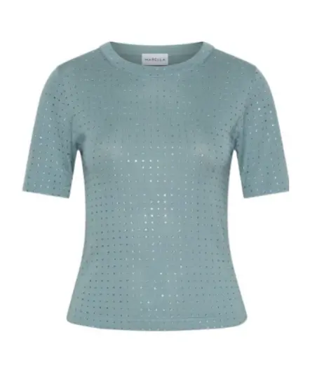 Marella Crystal-embellished Knit T-shirt - Light Blue