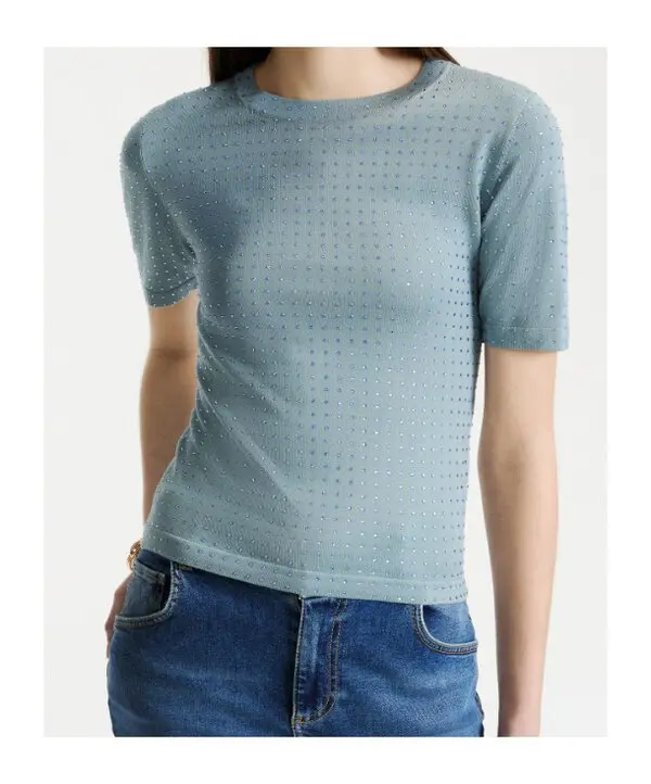 Marella Crystal-embellished Knit T-shirt