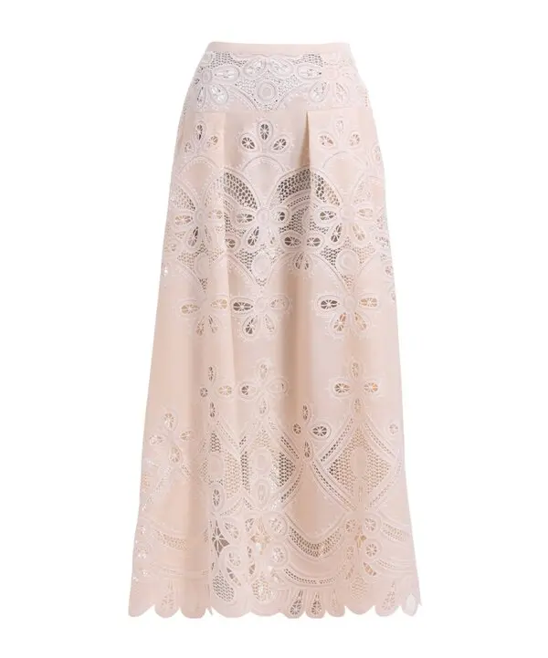 Elie Saab Cotton Embroidered Skirt