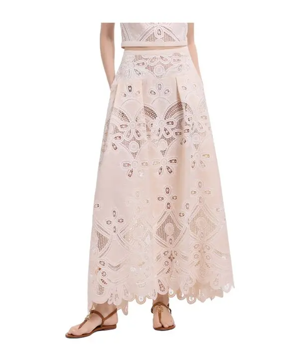 Elie Saab Cotton Embroidered Skirt