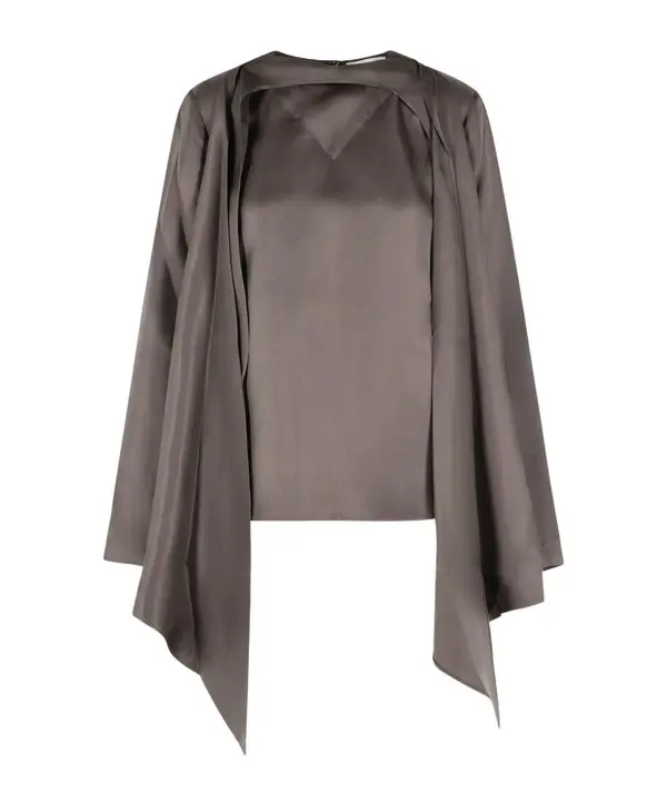 Loulou De Saison Gala Silk-twill Blouse - Dark Brown