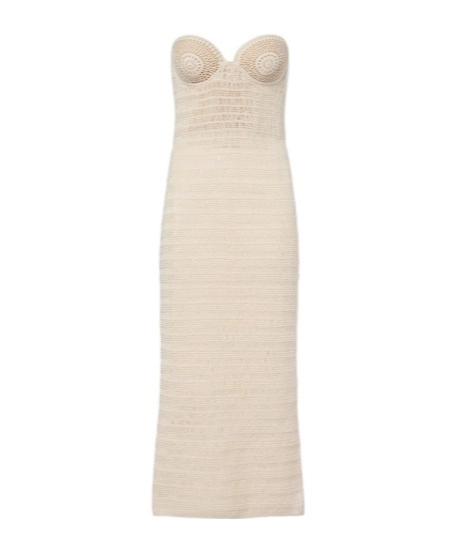 Magda Butrym Crochet Cotton Corset Midi Dress - Nude