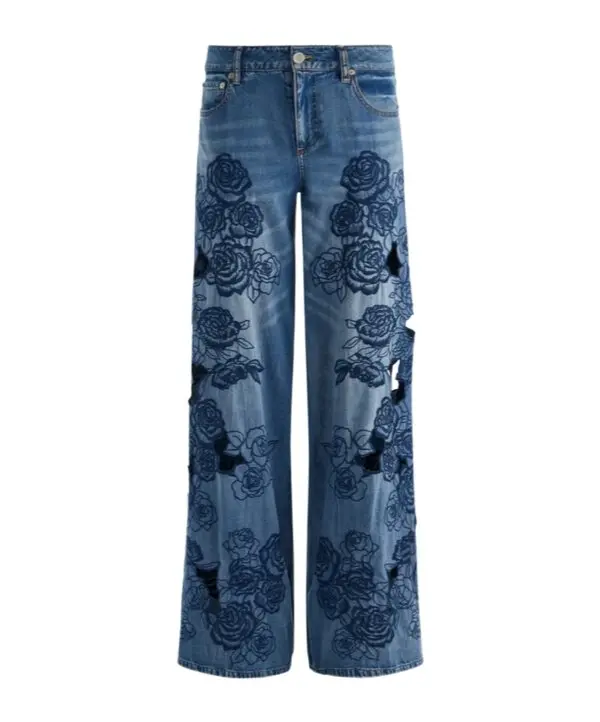 ALICEOLIVIA Sidney Laser-cut Floral Jeans