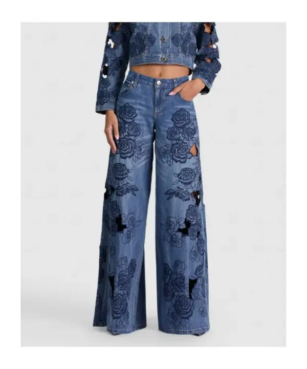 ALICEOLIVIA Sidney Laser-cut Floral Jeans