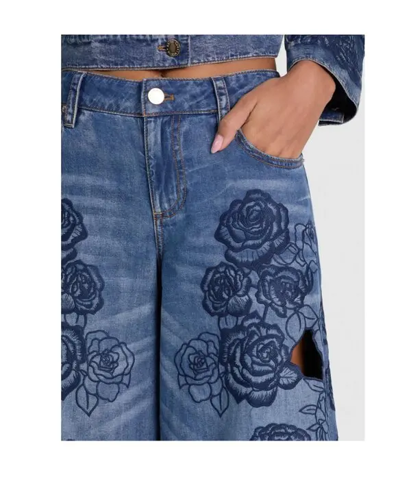 ALICEOLIVIA Sidney Laser-cut Floral Jeans