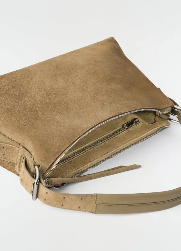 LEMAIRE Belted Baguette Bag In Suede Leather