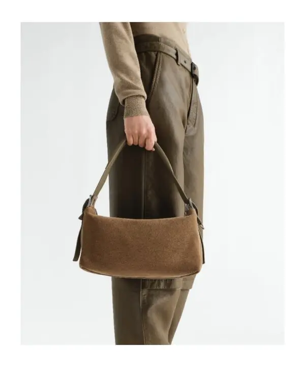 LEMAIRE Belted Baguette Bag In Suede Leather