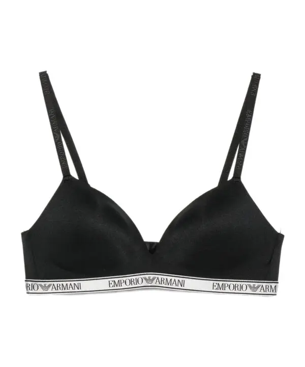 Emporio Armani Logo-tape Triangle Bra - Black
