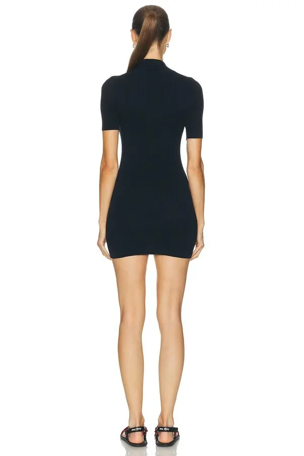 Miu Miu Cotton Ribs Dress In Navy