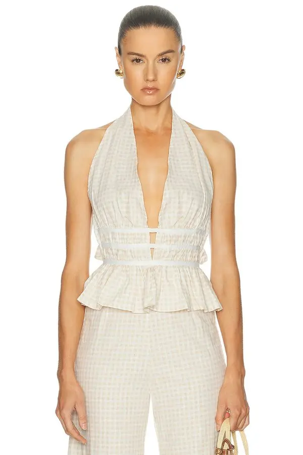 JUILLET Violet Halter Top In Ivory