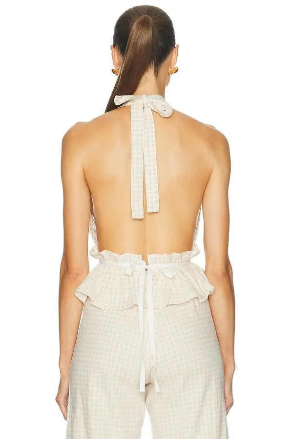 JUILLET Violet Halter Top In Ivory