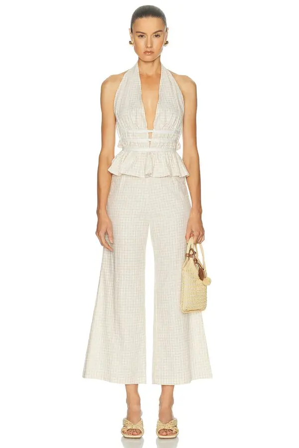 JUILLET Violet Halter Top In Ivory