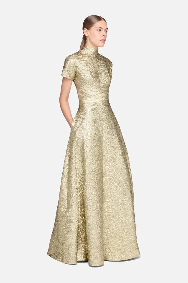 EMILIA WICKSTEAD Malinda Dress In Metallic Cloqu - Gold