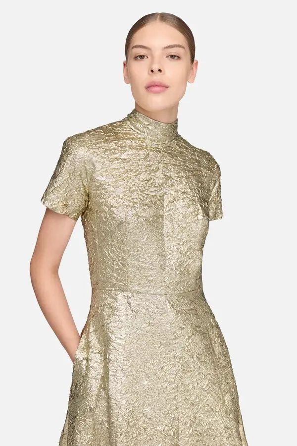 EMILIA WICKSTEAD Malinda Dress In Metallic Cloqu - Gold