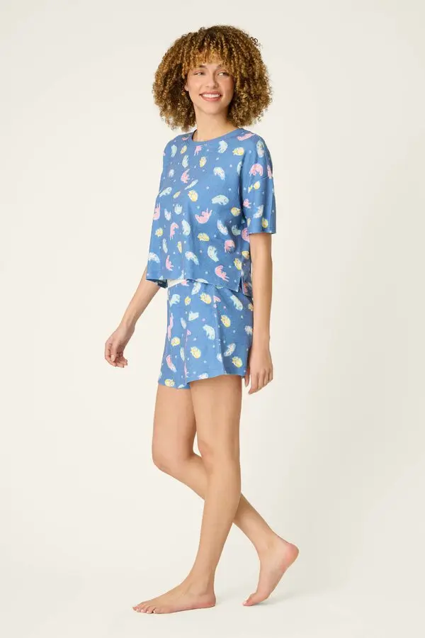 PJ Salvage Boyfriend Boxer Cat Nap Short Pajama Set
