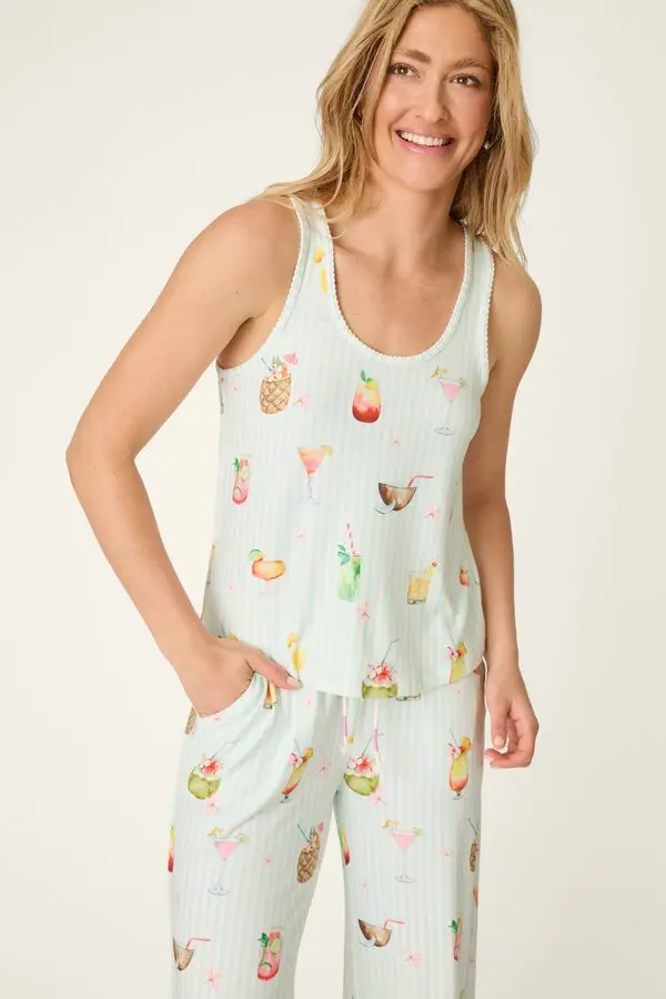 PJ Salvage It's Five O'clock Somewhere Cocktail Print Tank Top