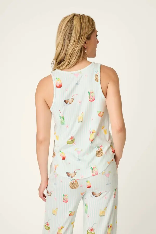 PJ Salvage It's Five O'clock Somewhere Cocktail Print Tank Top