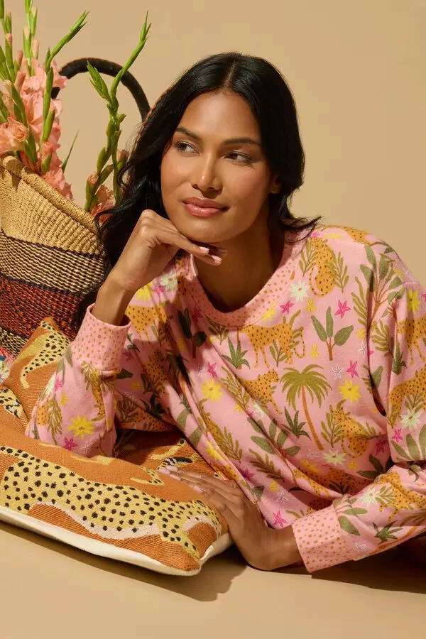 PJ Salvage In The Jungle" Leopard Safari Long Sleeve Top - Blossom