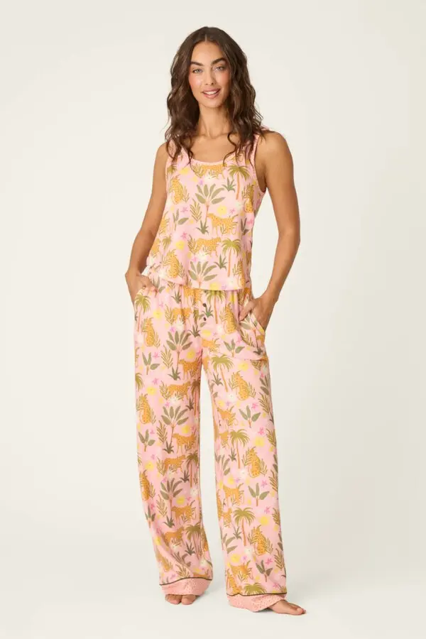 PJ Salvage In The Jungle Leopard Safari Long Pajama Set