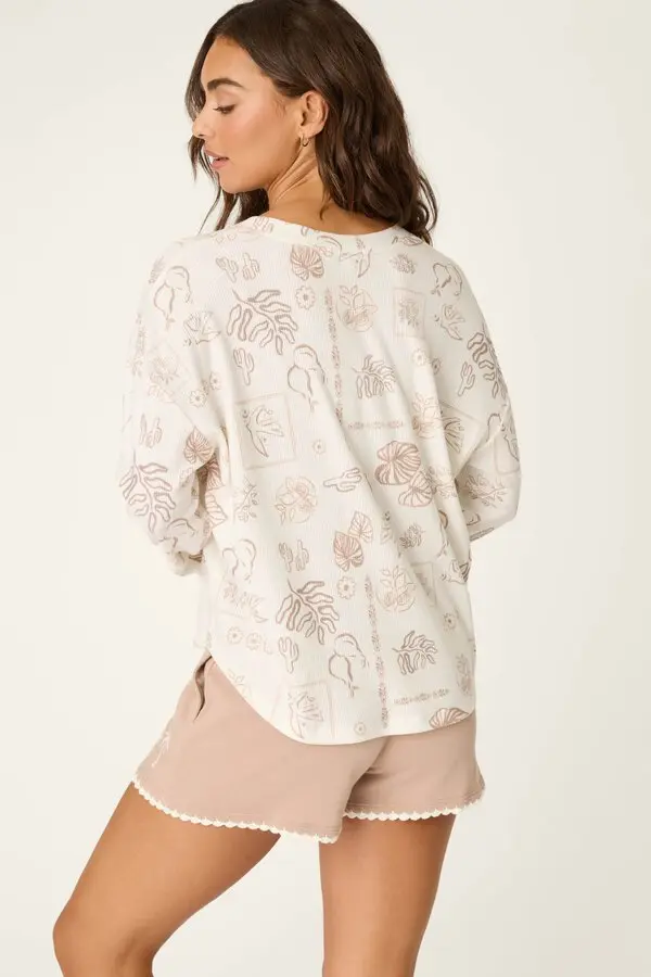 PJ Salvage Palms Away Bistro Botanicals Long Sleeve Top
