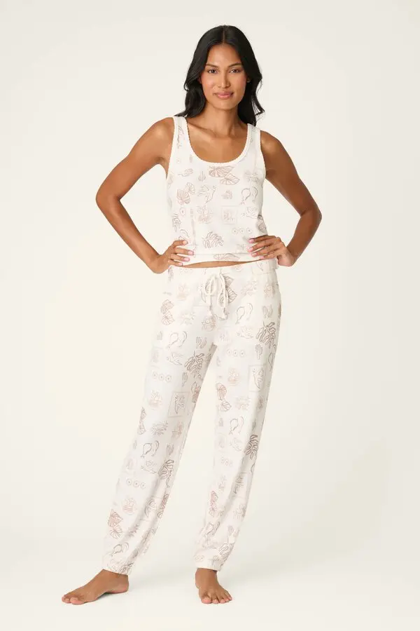 PJ Salvage Palms Away Bistro Botanicals Banded Pants