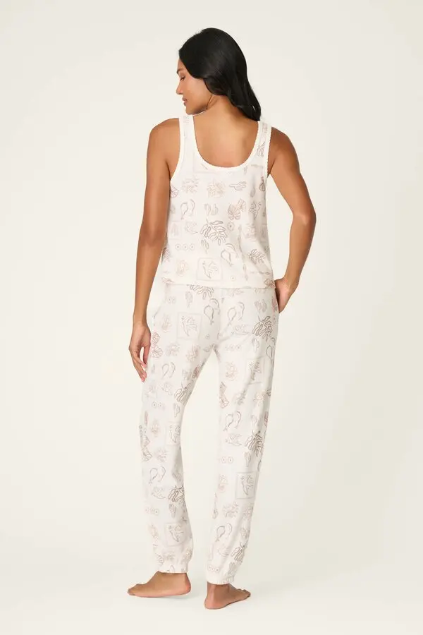 PJ Salvage Palms Away Bistro Botanicals Long Pajama Set