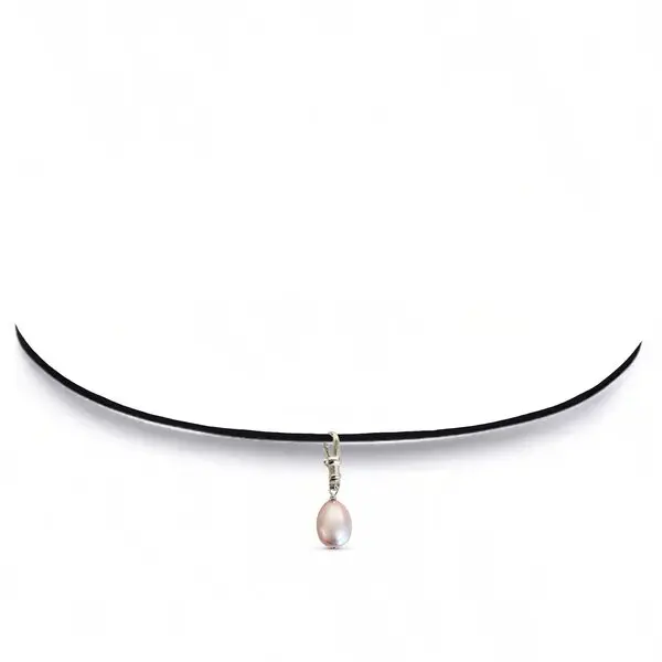 LENI JAMES Francesca Pearl Drop Choker - Pink
