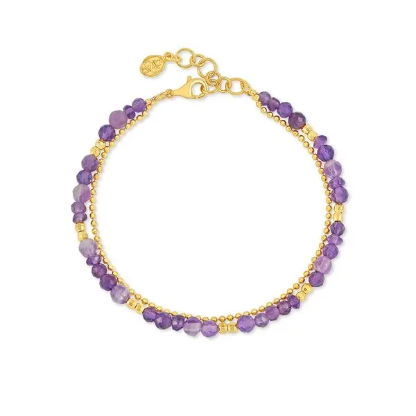 DOWER & HALL Violet Orissa Amethyst Beaded Bracelet - Gold
