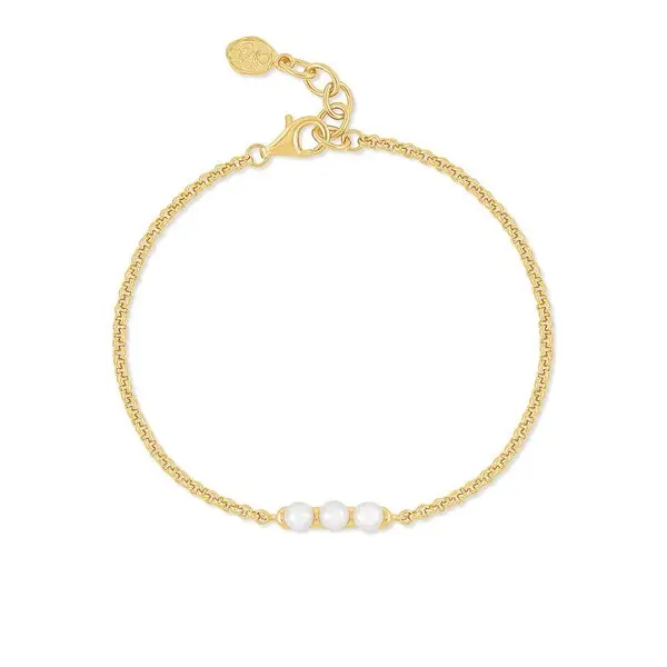 DOWER & HALL Timeless Triple Pearl Row Bracelet - Gold