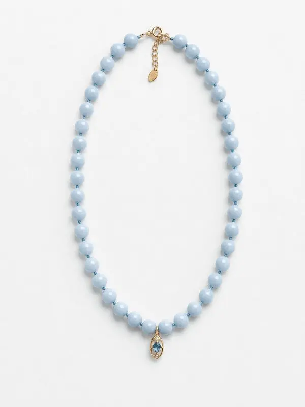 INARI JEWELLERY Angelite Pendant Necklace Topaz Portrait - Blue
