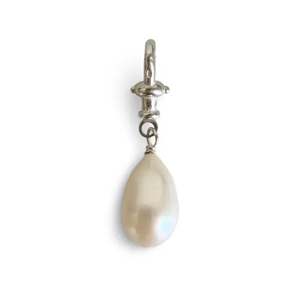 LENI JAMES Francesca Pearl Drop Charm With Sterling Silver Clasp - White