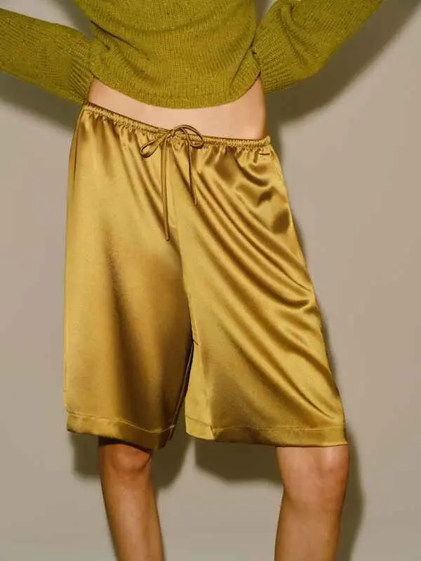 REFORMATION Sandy Satin Short - Yellow