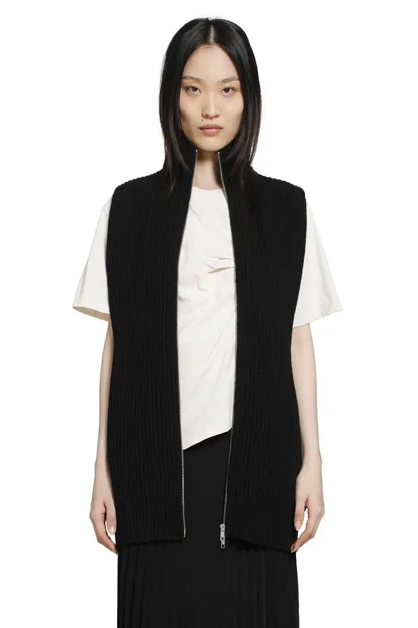 MAISON MARGIELA Zip-up Sleeveless Cardigan - Black