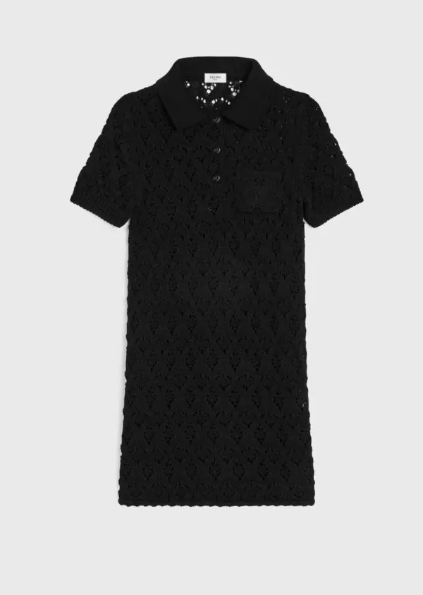 Celine Pointelle Knit Drawstring Shorts - Black