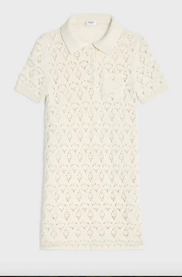 Celine Pointelle Mini Dress - White