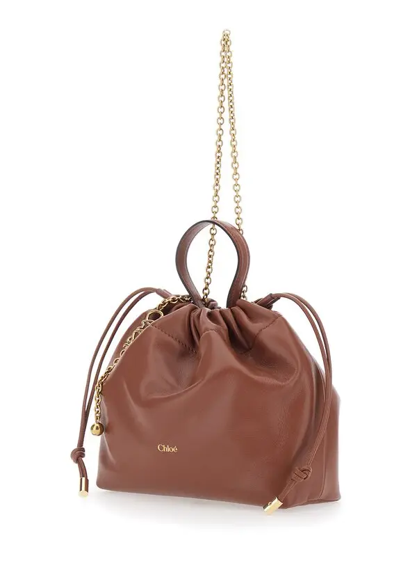 Chloé Icons' Shoulder Bag With Drawstring Closure And Leather Chain Strap - Brown