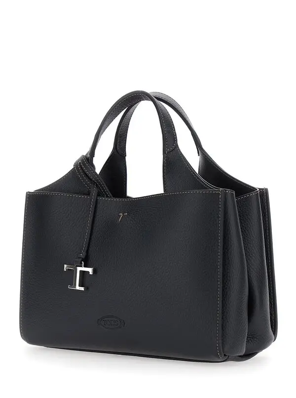 TOD'S Leather Handbag With T Plate Detail