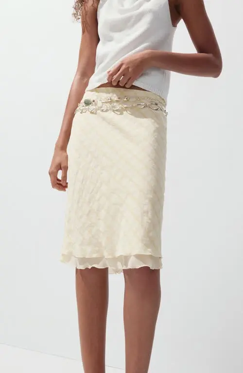 Mango Checked Midi Skirt