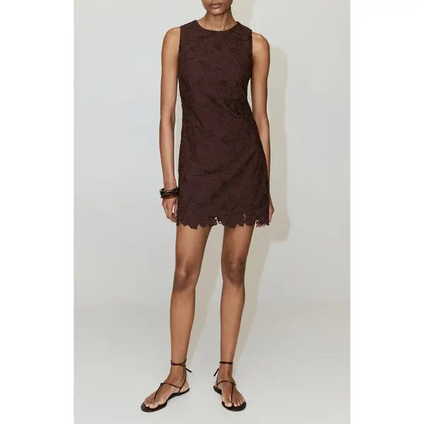 Mango Floral Embroidered Cutout Dress