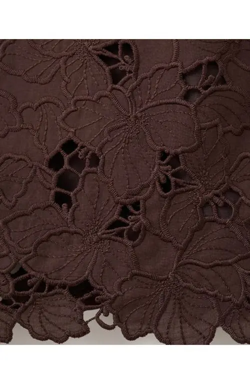 Mango Floral Embroidered Cutout Dress