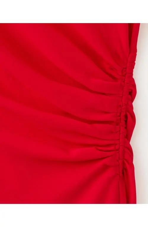 Mango Ruched Draped Neck Midi Dress