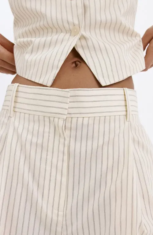 Mango Pinstripe Pleated Bermuda Shorts