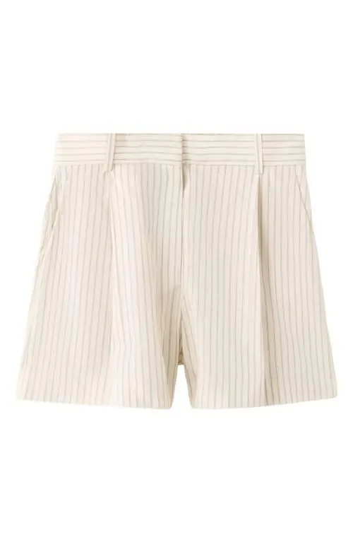 Mango Pinstripe Pleated Bermuda Shorts