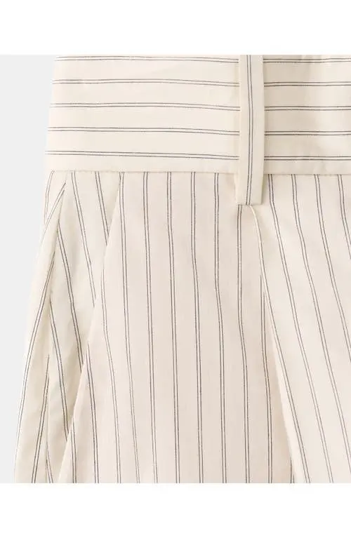 Mango Pinstripe Pleated Bermuda Shorts