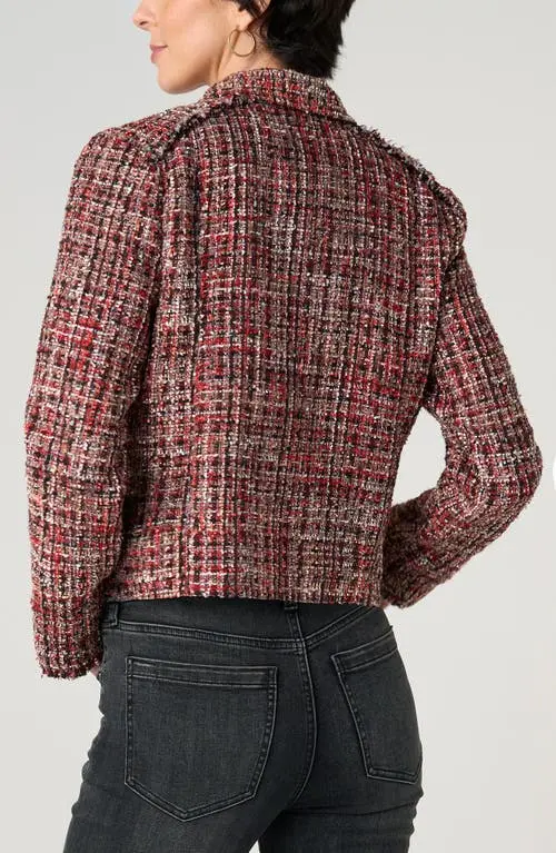 LIVERPOOL Fringe Tweed Zip Jacket