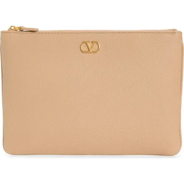 Valentino Garavani Medium Vlogo Leather Pouch - Rose