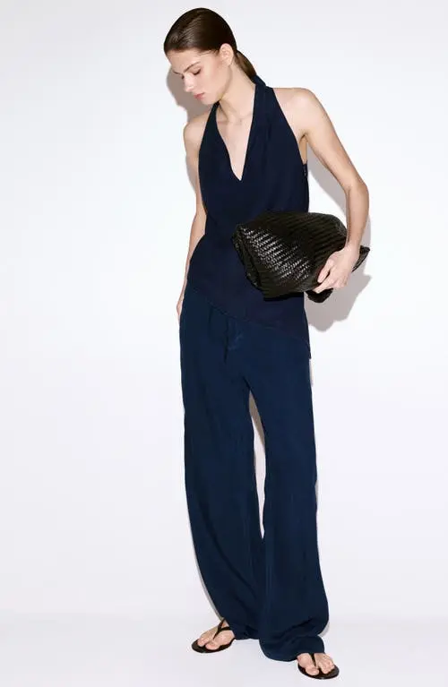 Mango Wide Leg Tie Waist Pants