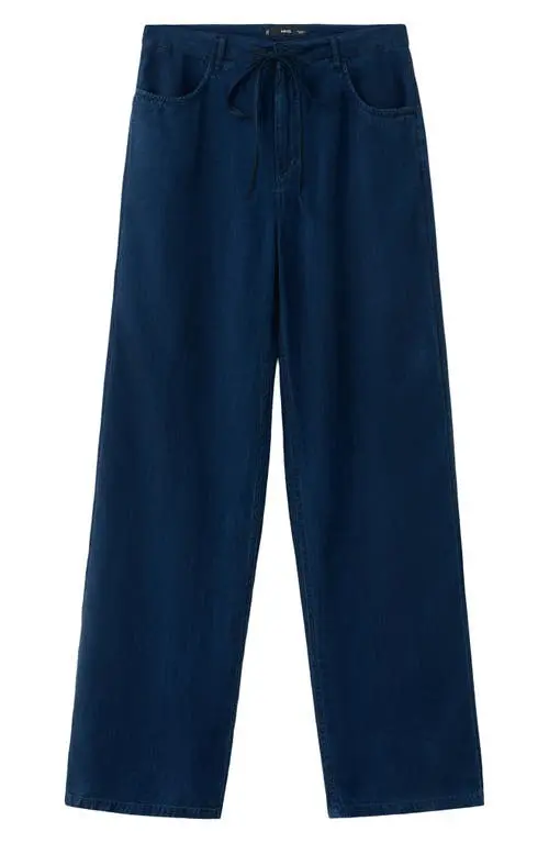 Mango Wide Leg Tie Waist Pants